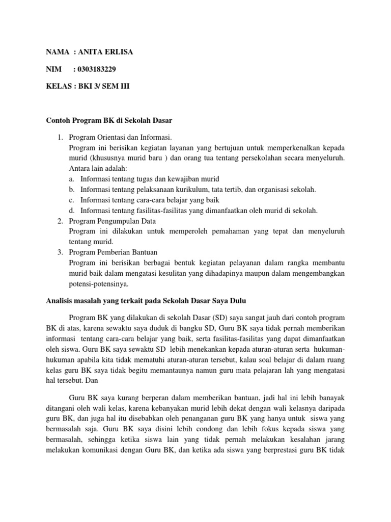 Contoh Program BK Di SD | PDF