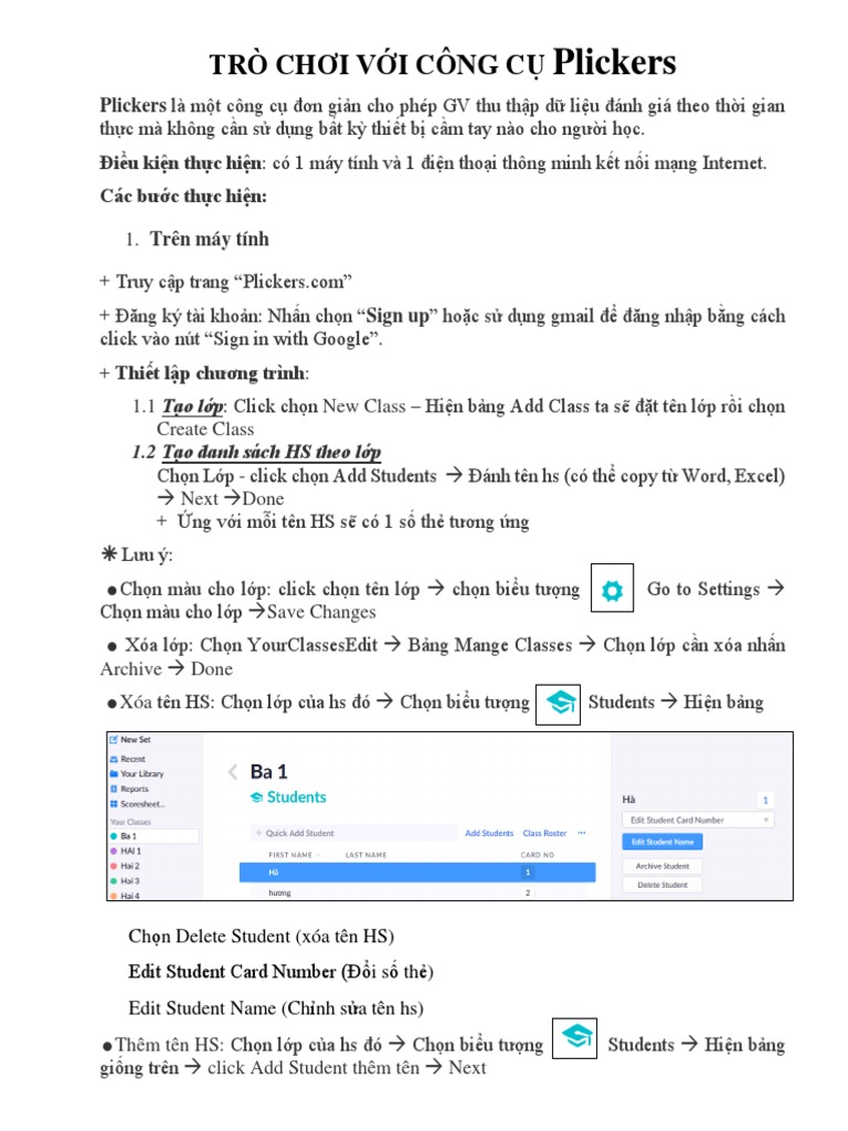 Trò Chơi V I Công C Plickers | PDF