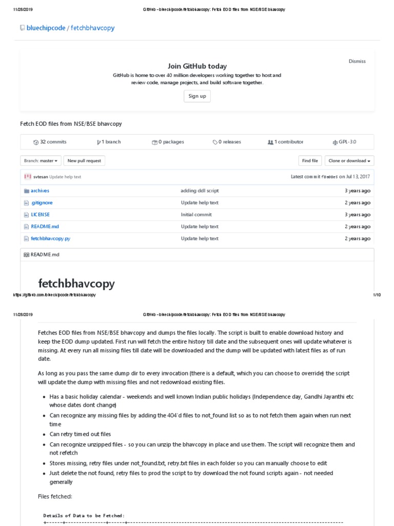 GitHub - Bluechipcode - Fetchbhavcopy - Fetch EOD Files From NSE - BSE ...