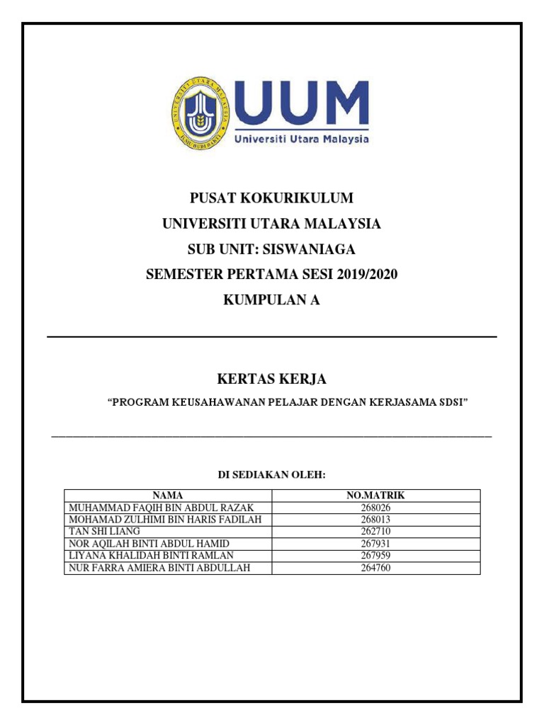 Program Keusahawanan SDSI UUM | PDF