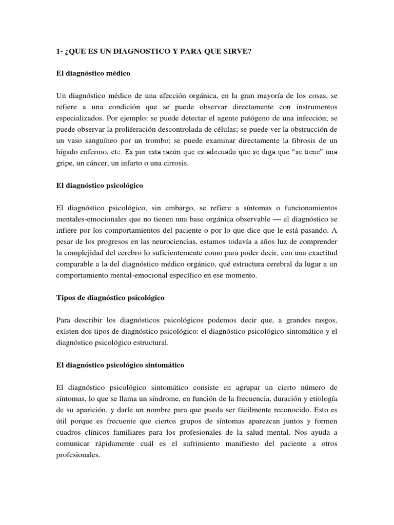Diagnostico Psicologico | PDF | Validez (Estadísticas) | Diagnostico medico