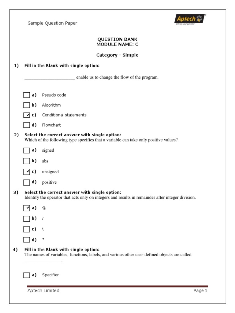 Sample C Programming Question Bank Covering Fundamental To Advanced Concepts Pdf C
