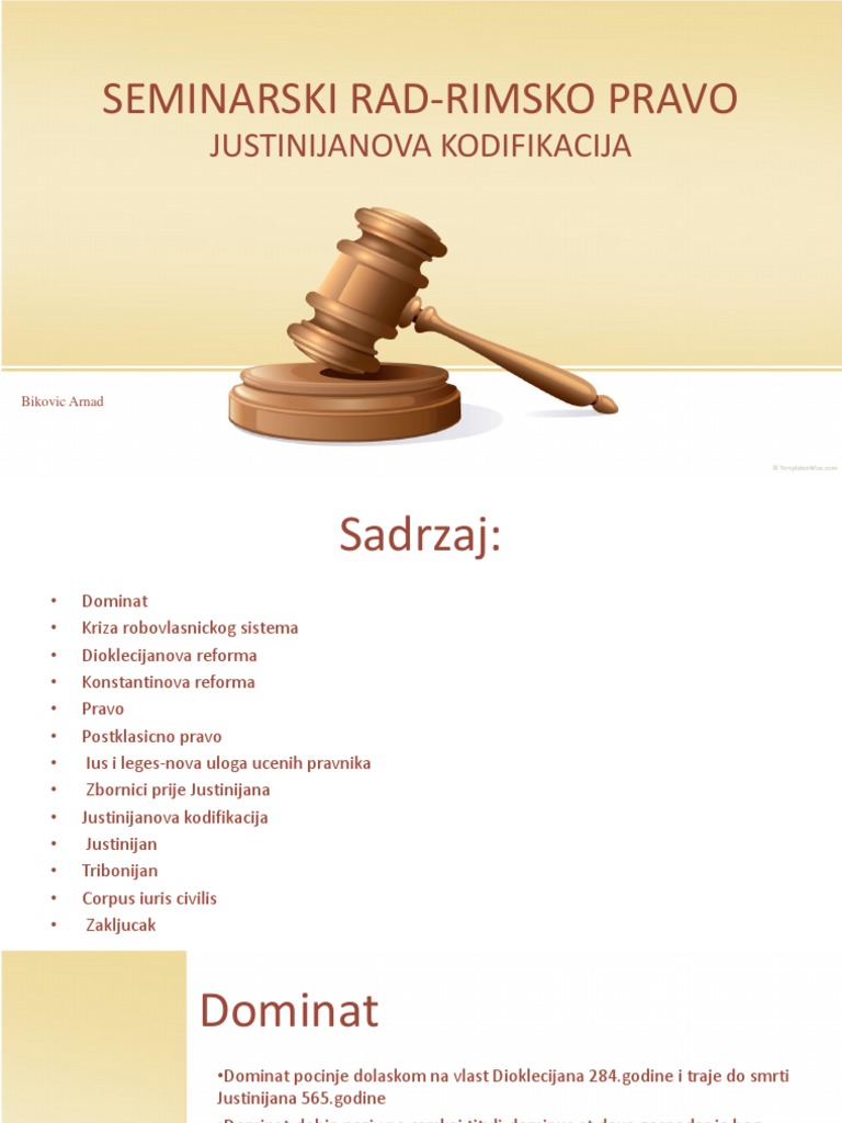 Prezentacija Rimsko Pravo | PDF