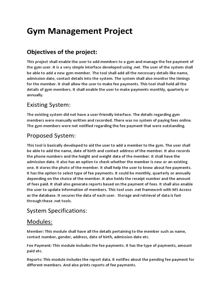 Gym Management System | PDF | Microsoft Access | Computer Architecture