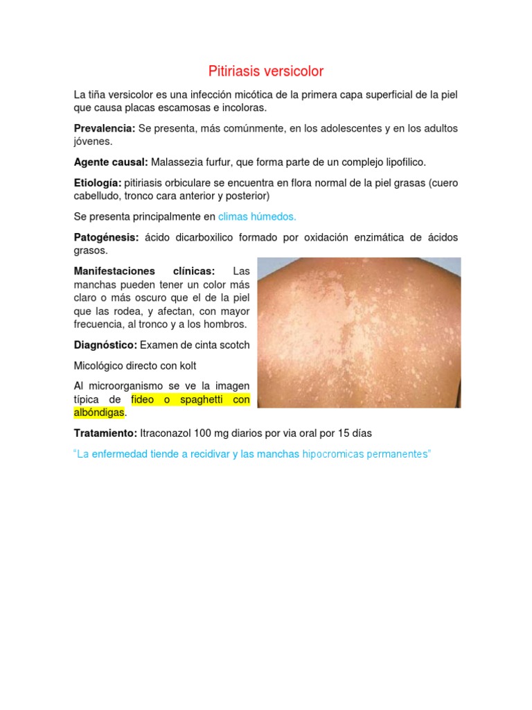Pitiriasis Versicolor: Causas y Tratamiento | PDF