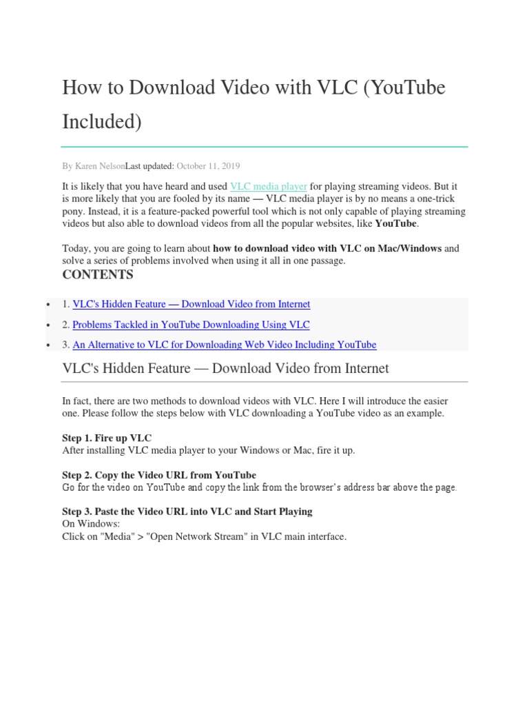 How To Download Video With VLC | PDF | You Tube | Streaming Media