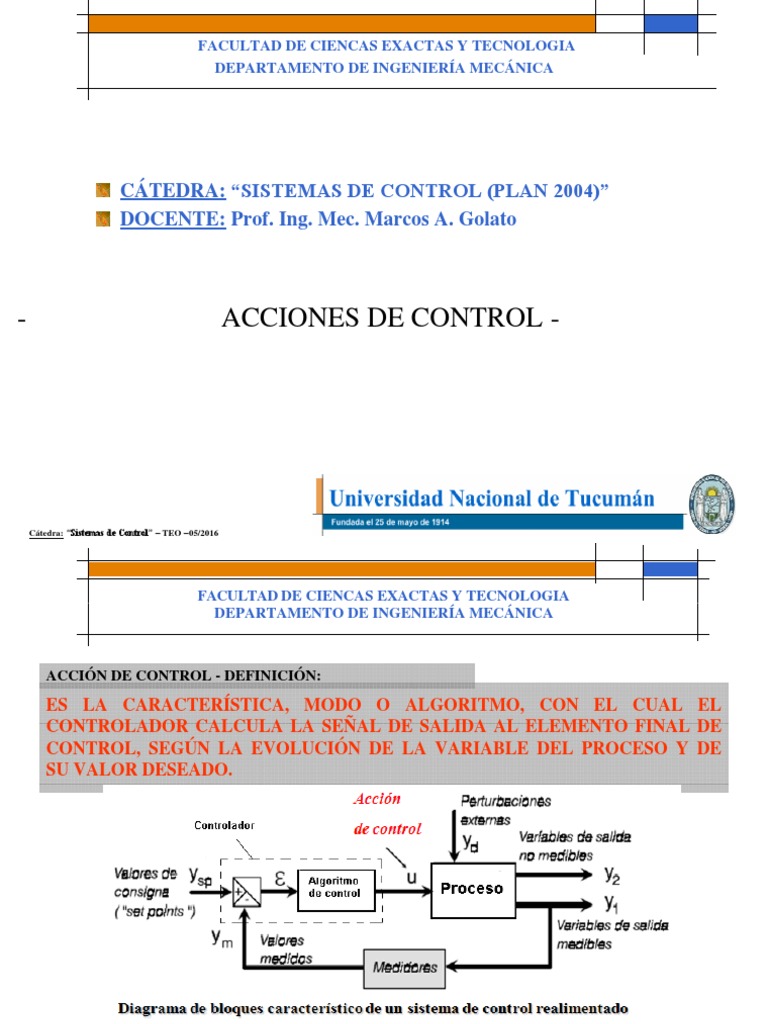 Acciones de Control | PDF | Sistema de control | Física