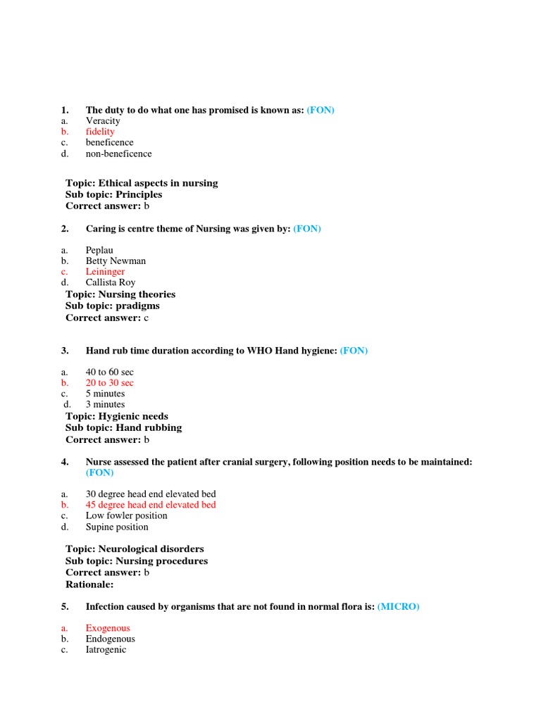 Nursing Exam Questions and Answers PDF | PDF | Clinical Medicine | Medicine