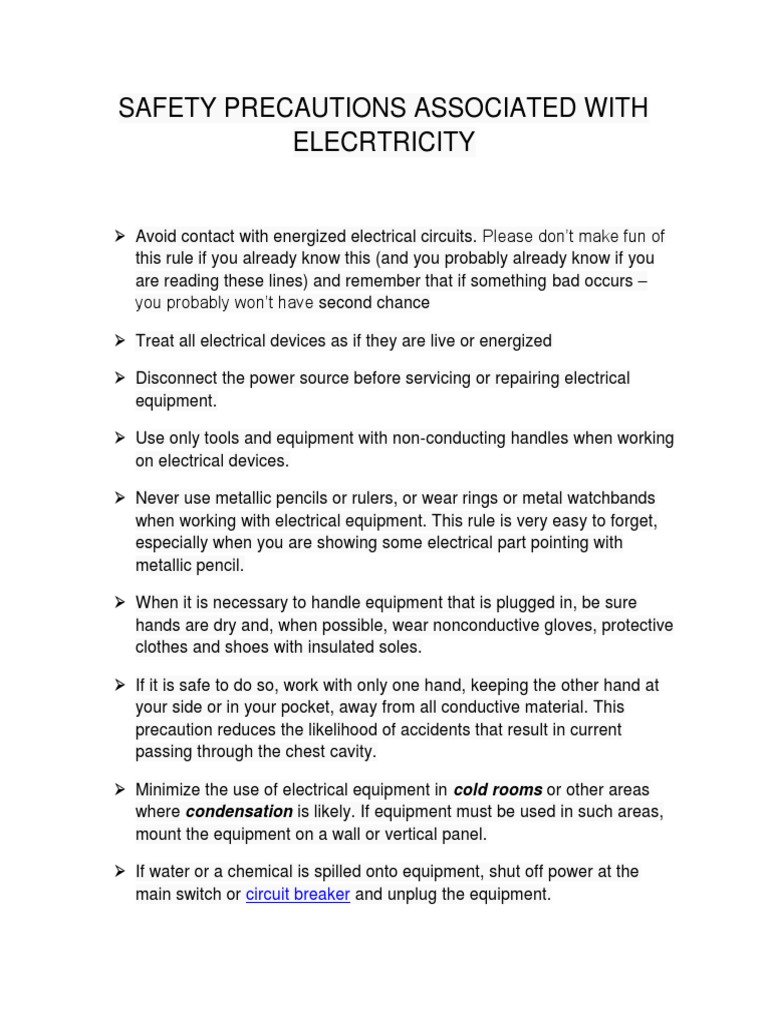 Electrical Safety Precautions
