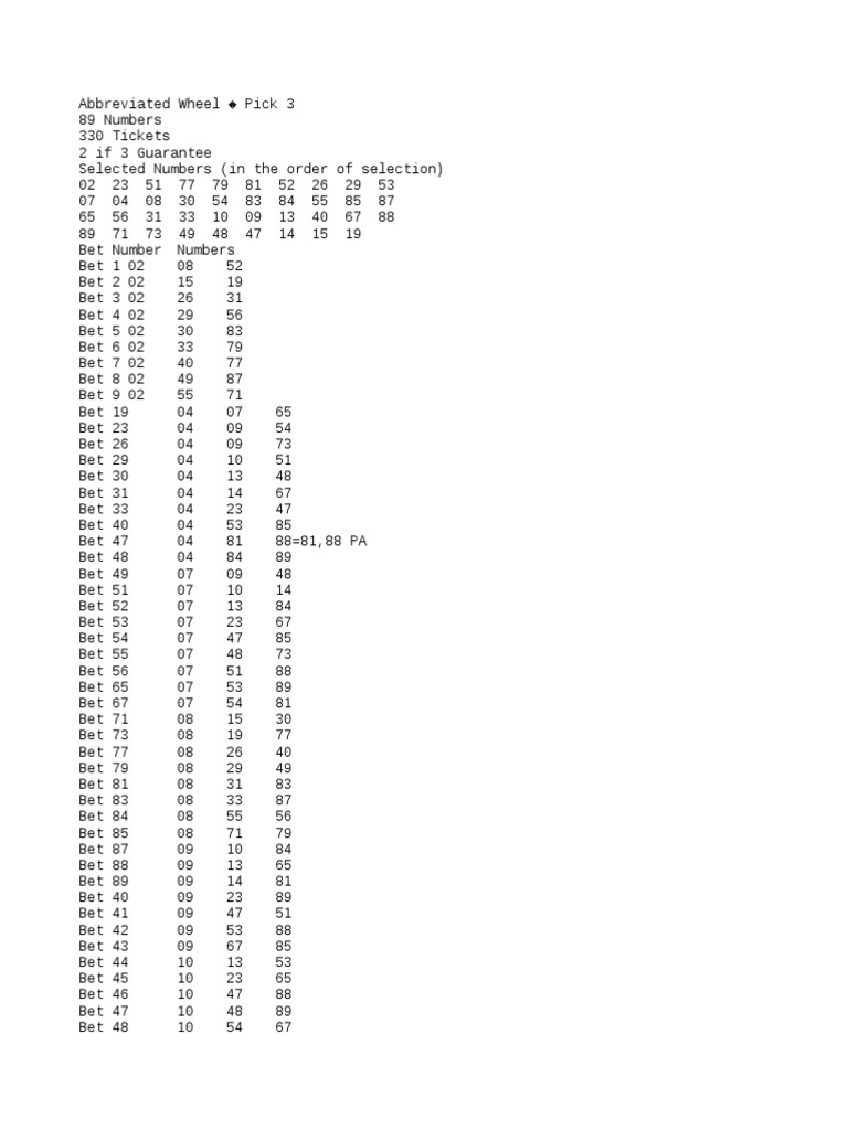 Abbreviated Wheel - Pick 3 | PDF