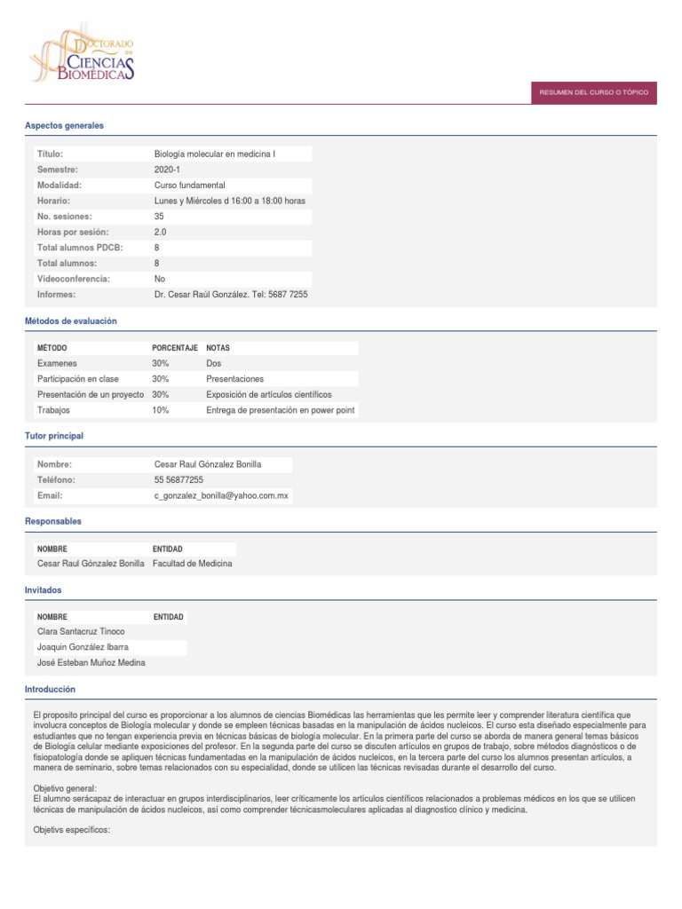 Biologia Molecular en Medicina I | PDF | Genética molecular | Proteínas