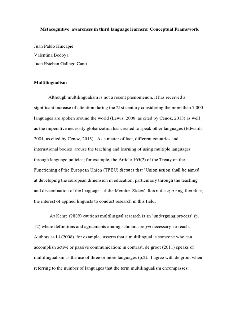 Conceptual Framework | Download Free PDF | Second Language | Multilingualism