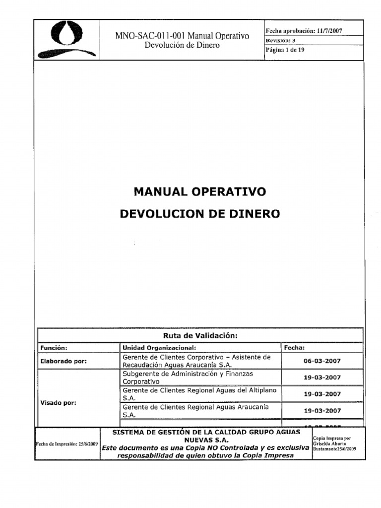 Manual De Devolución De Dinero Pdf Pdf