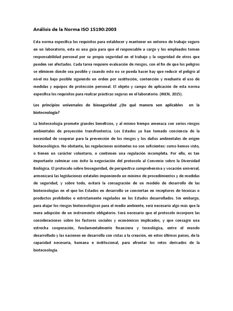 Análisis de La Norma ISO 15190 | PDF | Biotecnología | Business