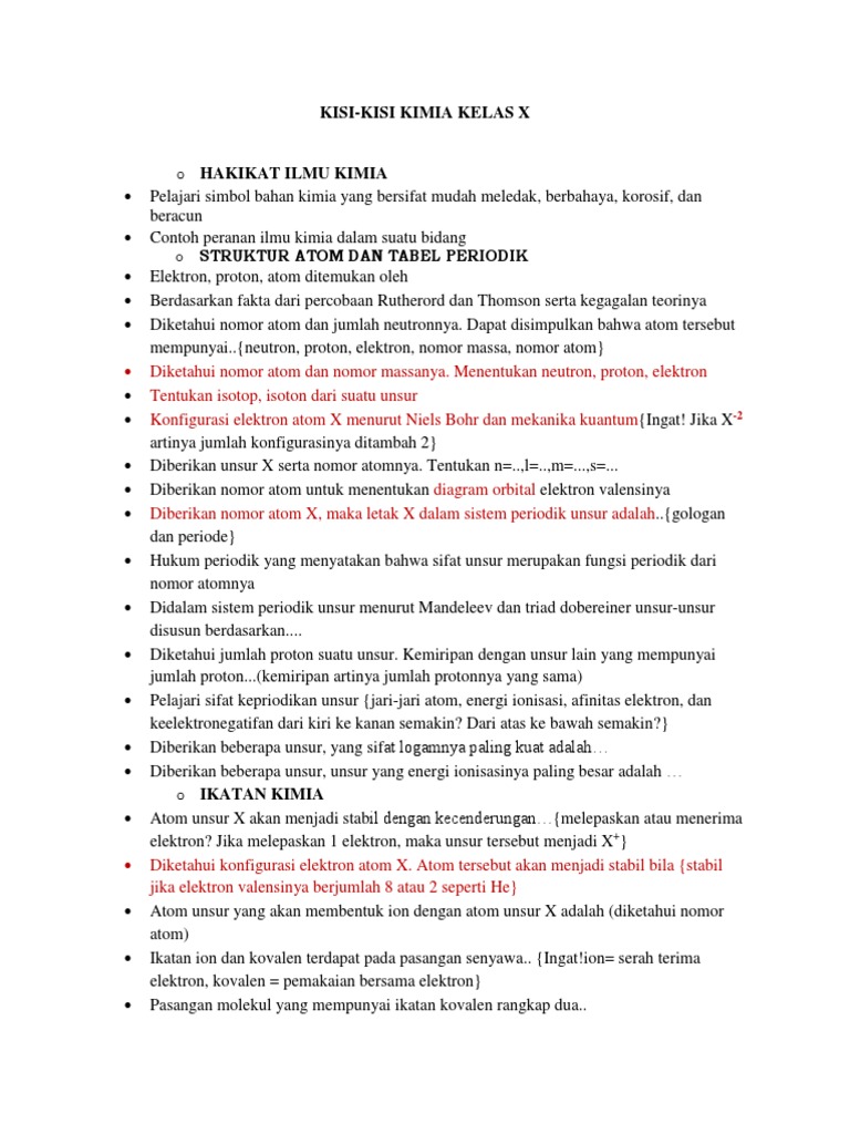 Kisi2 Kimia X Ips | PDF