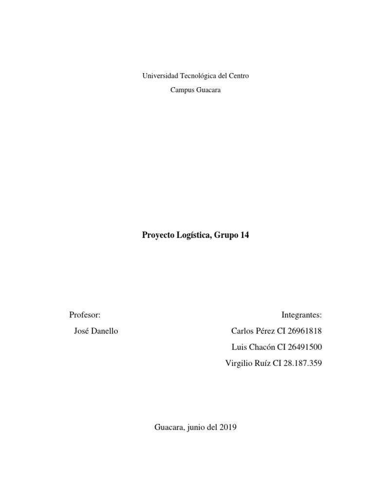 Proyecto de Logistica | PDF | Almacén | Inventario
