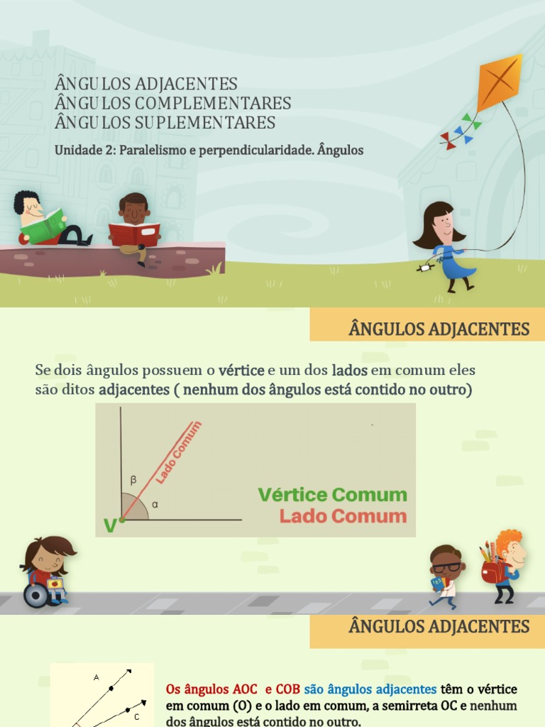 Ângulos Adjacentes. Ângulos Complementares e Suplementares | PDF