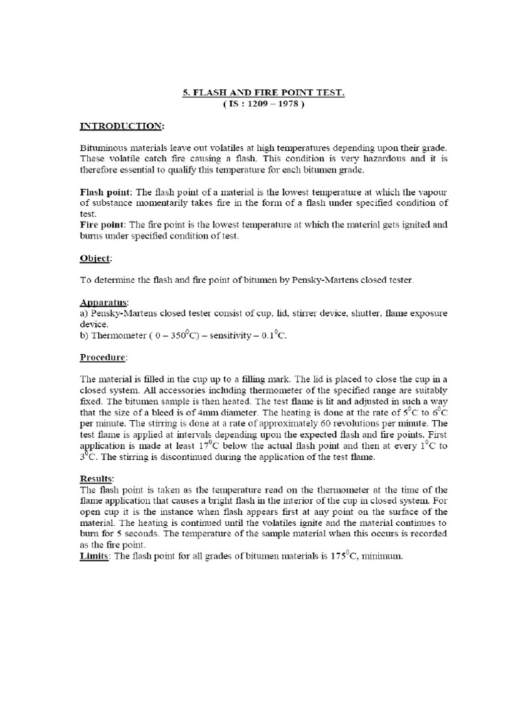 Flash & Fire Point Test PDF | PDF