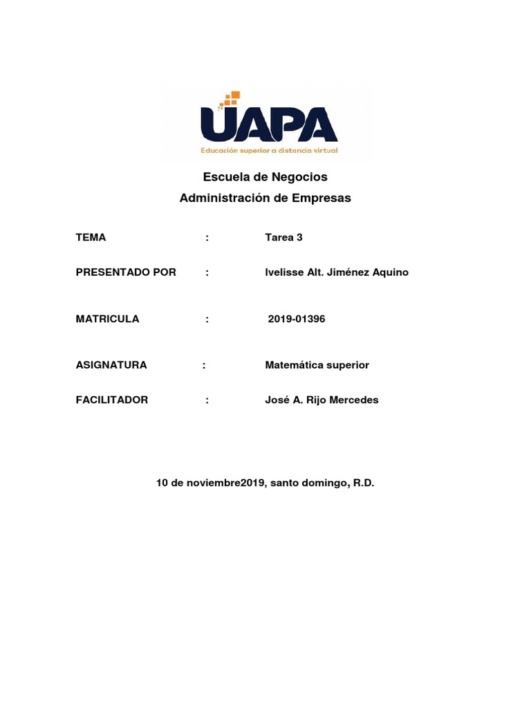 Tarea 3 Mat - Sup.i.j | PDF | Función (Matemáticas) | Lógica