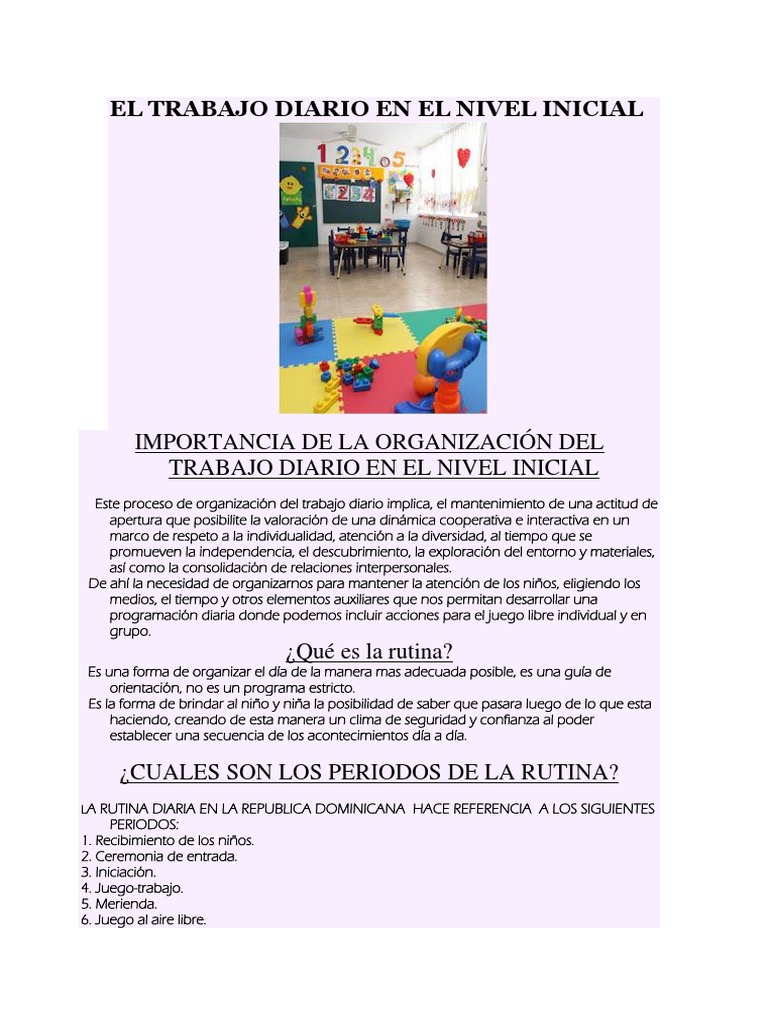 El Trabajo Diario en El Nivel Inicial | PDF | Educación de la primera ...