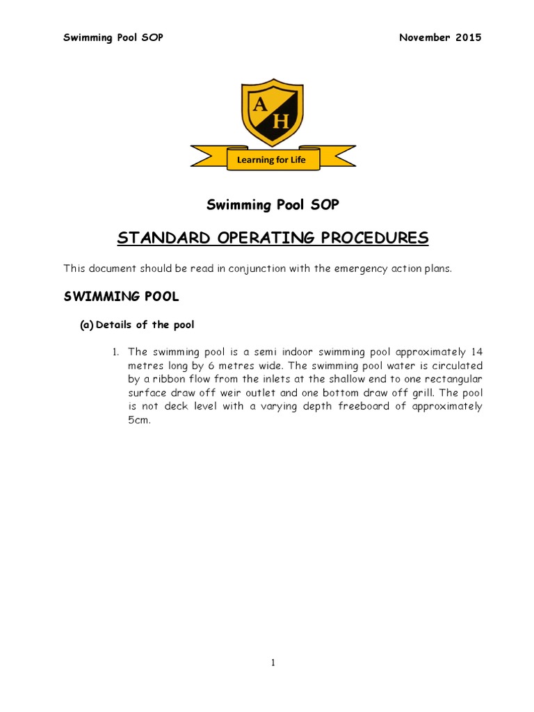 Swimming Pool SOP 15 | PDF | Swimming Pool | Swimming