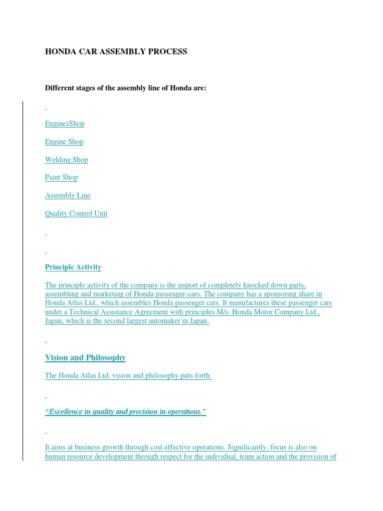 Honda Car Assembly Process | PDF | Honda | Car