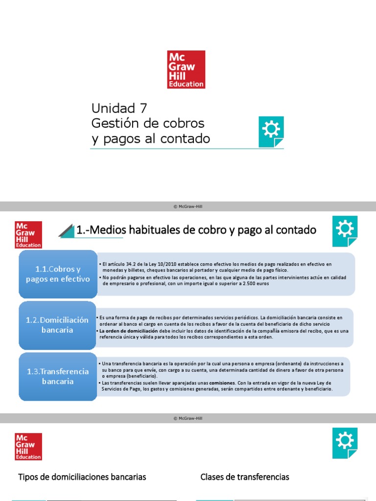 Presentación Unidad 7 Gestión de Cobros y Pagos Al Contado. | PDF ...
