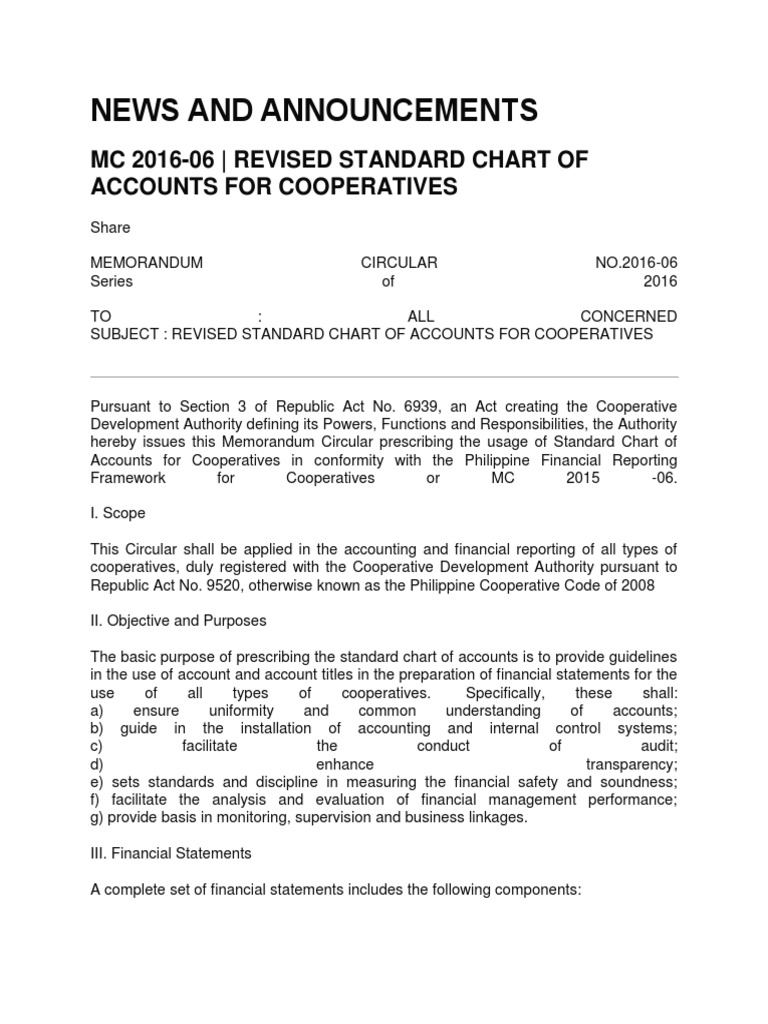 Cooperative Chart of Accounts | PDF | Investing | Depreciation