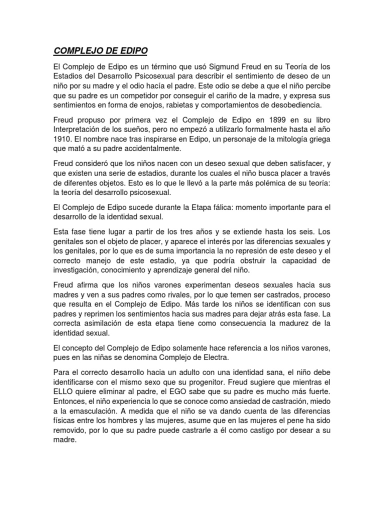 Analisis Del Complejo de Edipo | PDF | Complejo de Edipo | Adultos