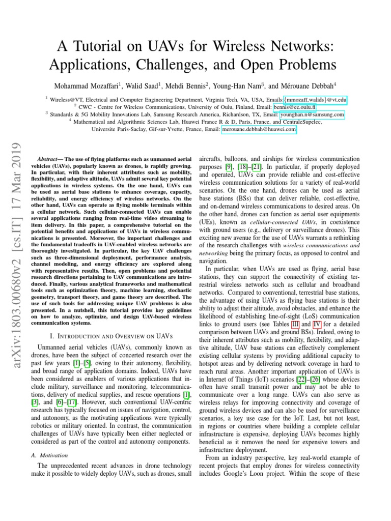 UAVs in Wireless Networks: A Guide | PDF | Unmanned Aerial Vehicle ...