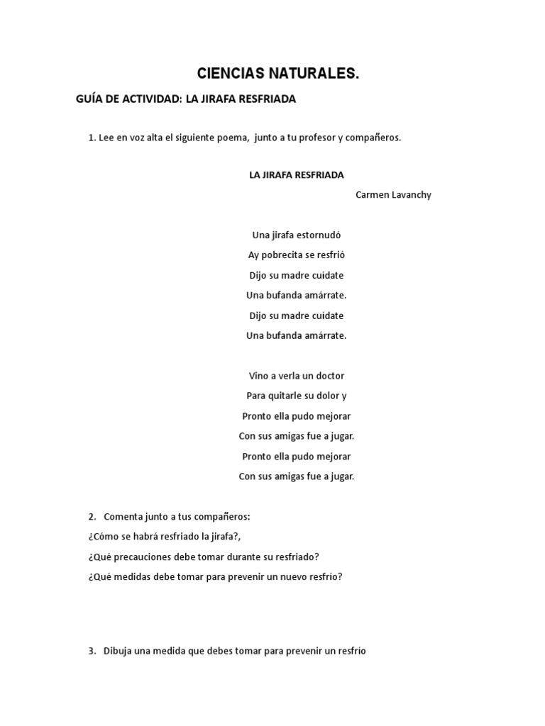 Poema La Jirafa Resfriada Pdf