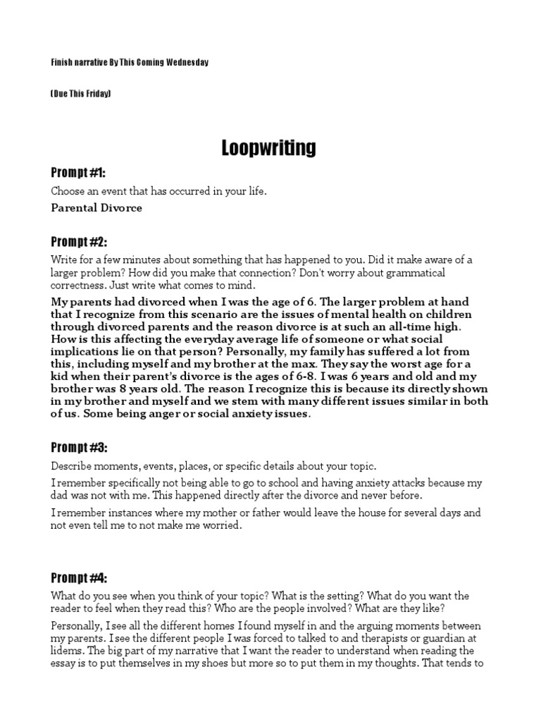 Loopwriting Exercise | PDF | Narrative | Anxiety