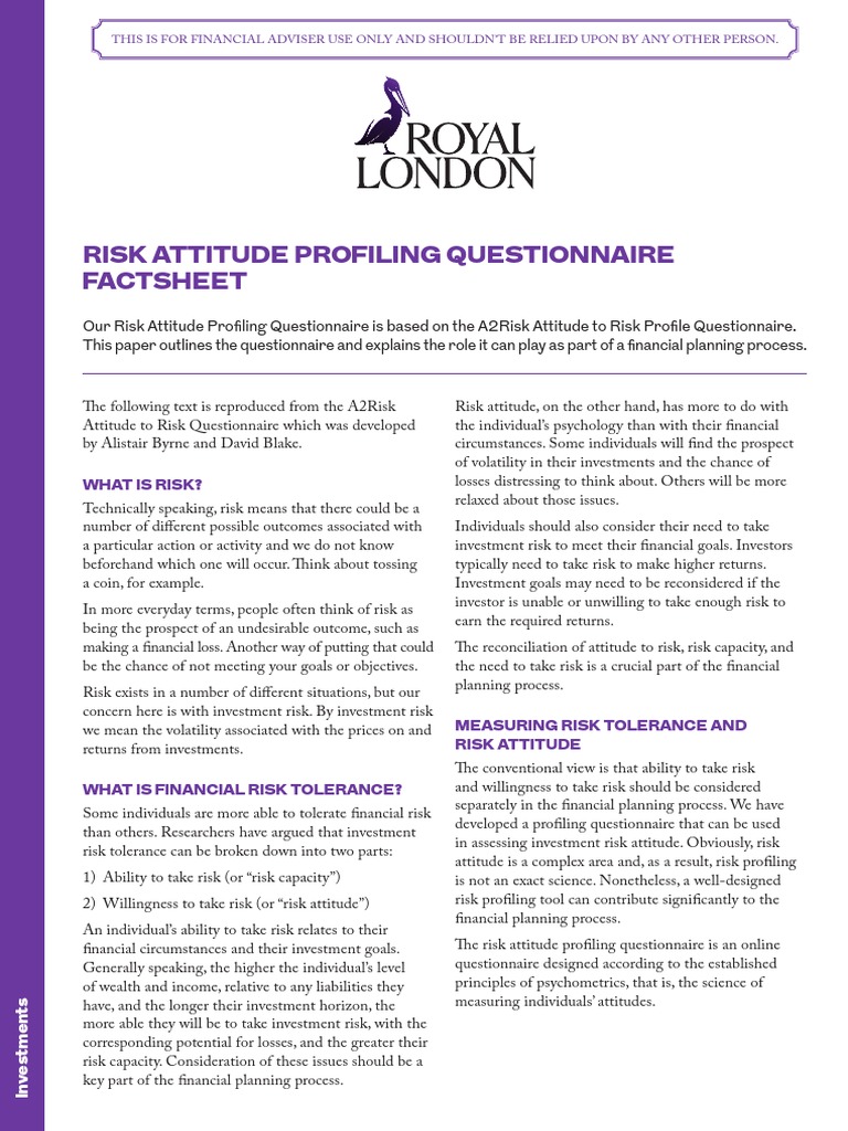 511rf Risk Attitude Profiling Questionnaire Factsheet | PDF | Investing ...