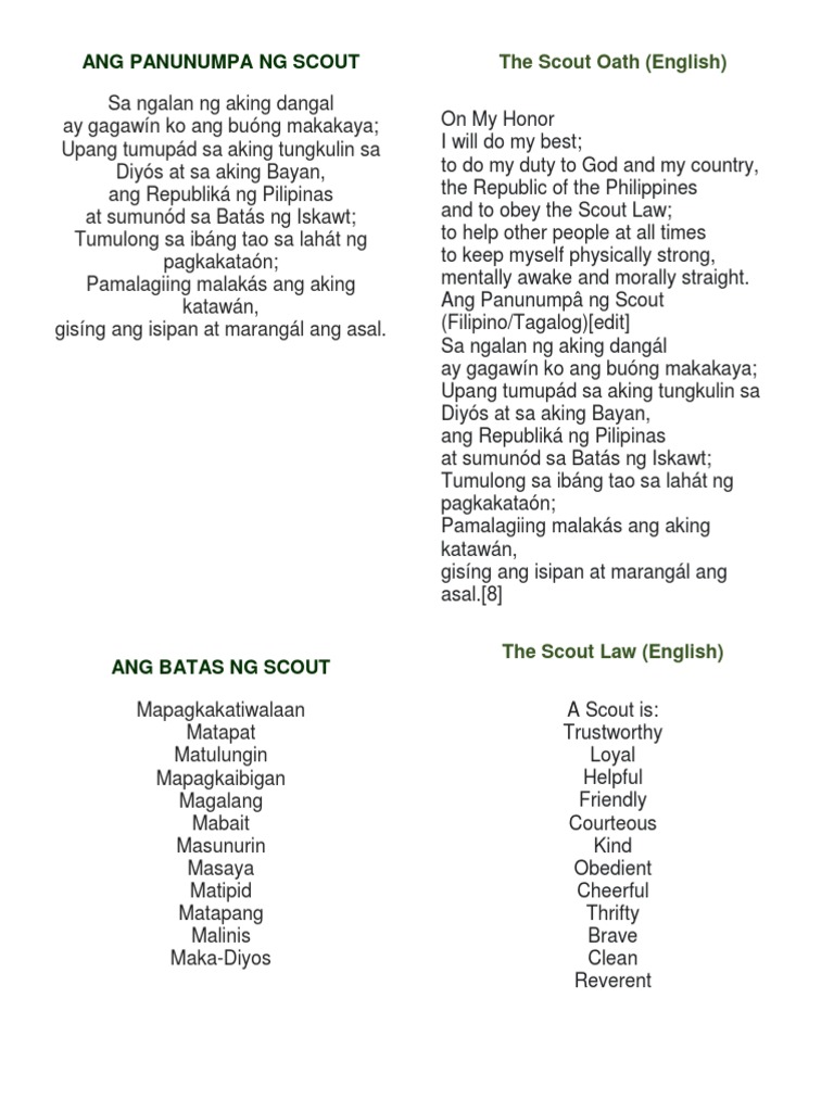 Ang Panunumpa NG Scout | PDF