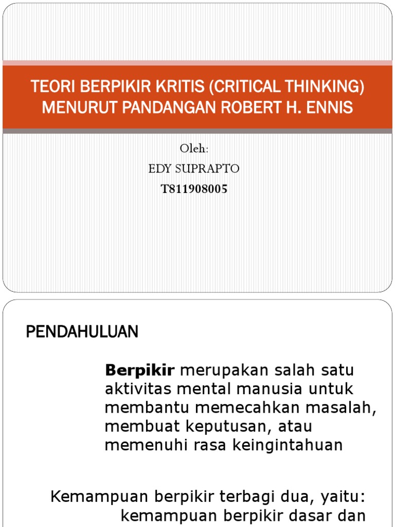 Teori Berpikir Kritis Robert Ennis | PDF
