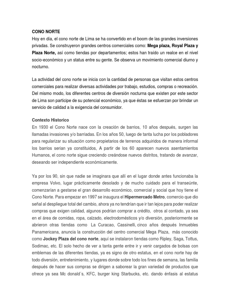 Cono Norte Desarrollo | PDF | Lima