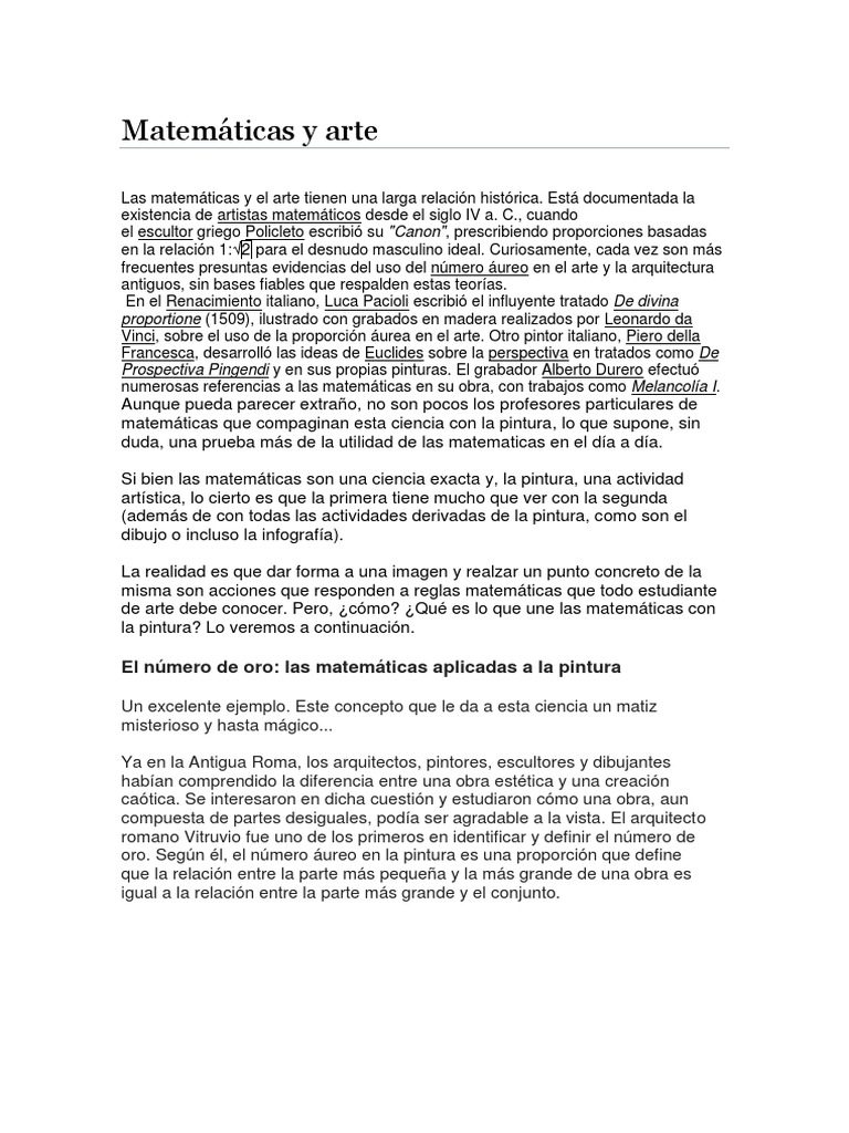 Matemáticas y Arte | PDF | Pinturas | Artes (general)