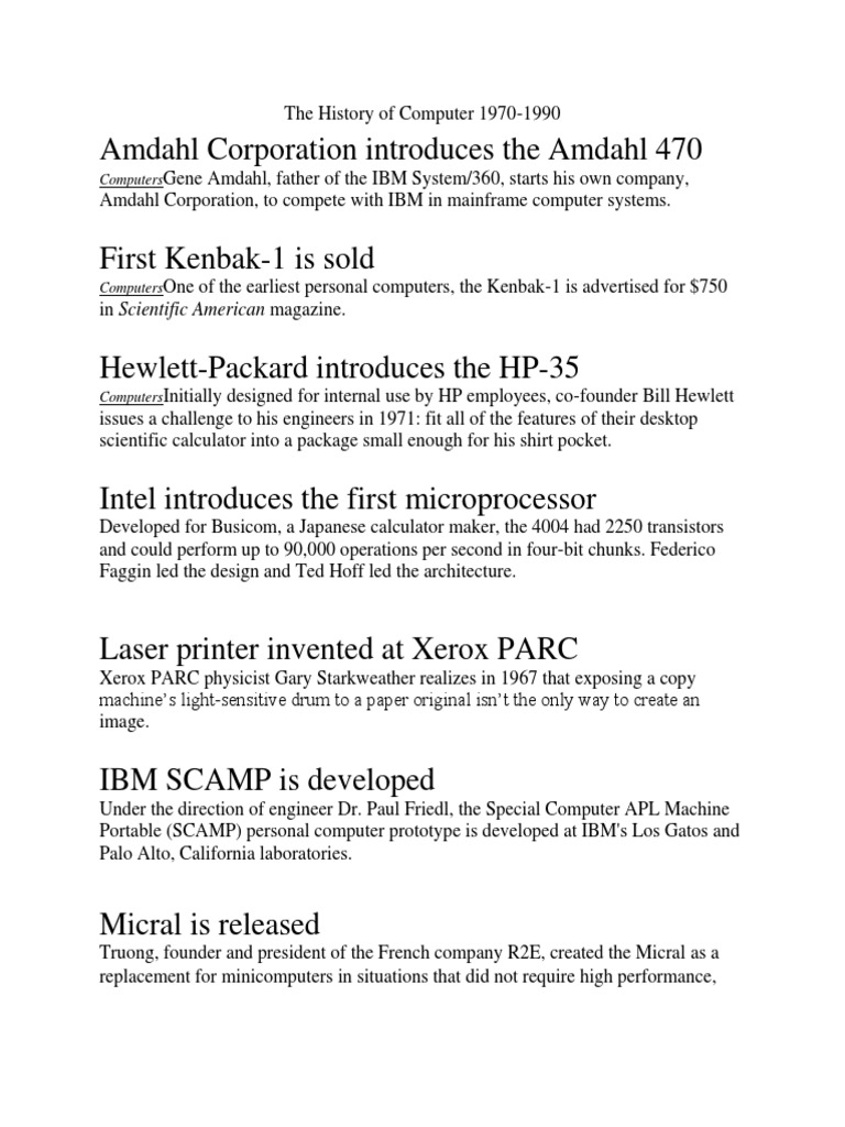 The History of Computer 1970-1990 | PDF | Personal Computers | Macintosh