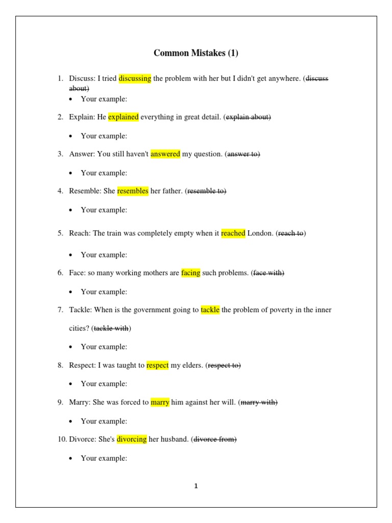 Verbs Without Prepositions | PDF