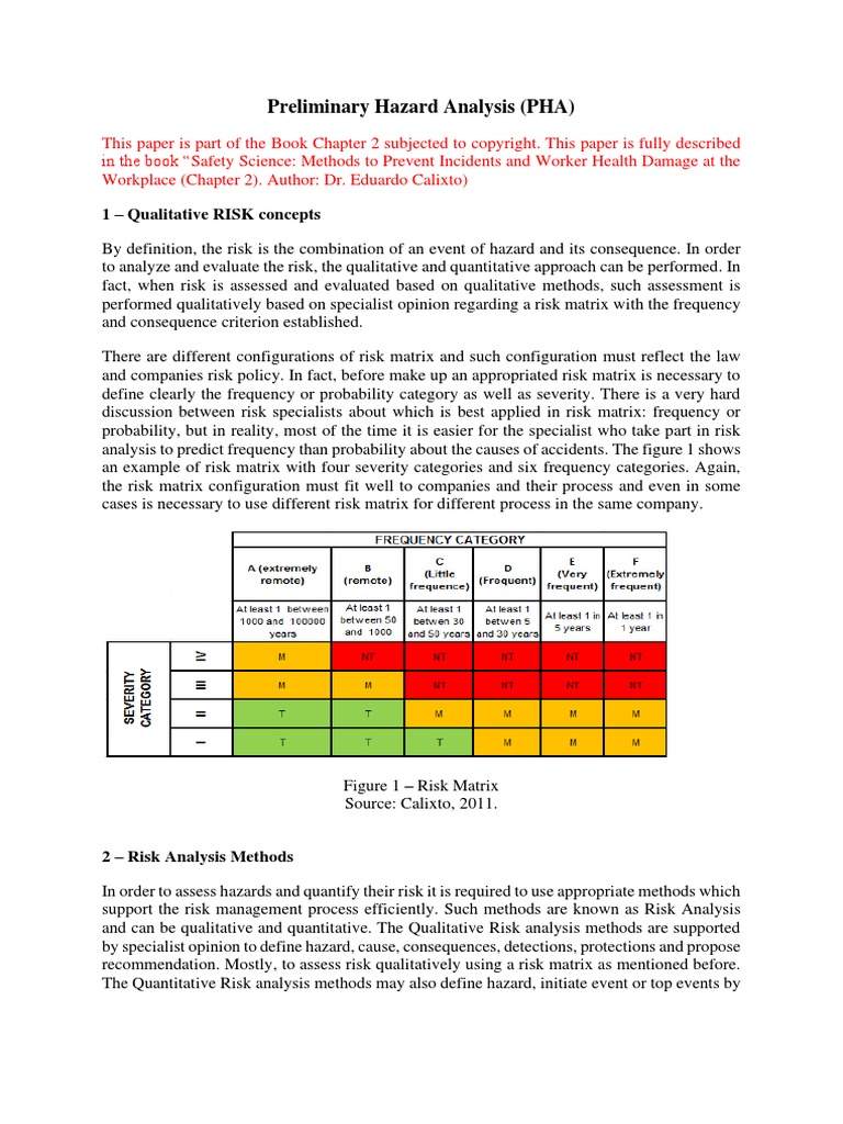 Preliminary Hazard Analysis (PHA) | PDF | Risk Management | Hazards
