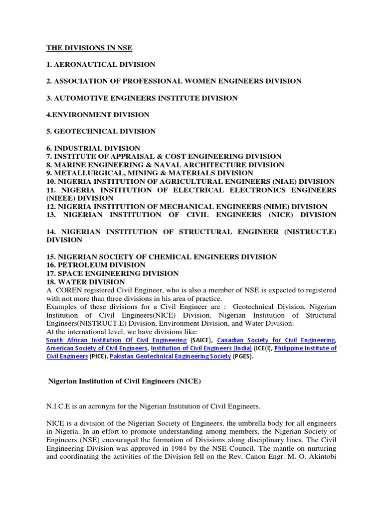 NSE | PDF | Nigeria | Engineering