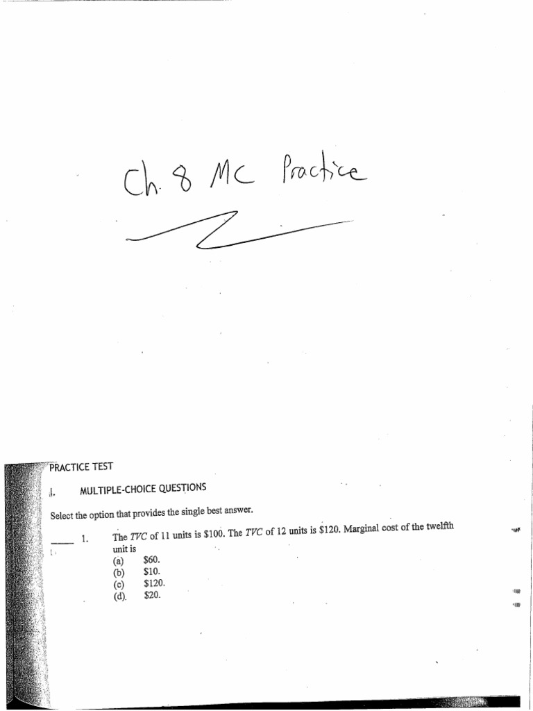 Ch. 8 MC Problems | PDF