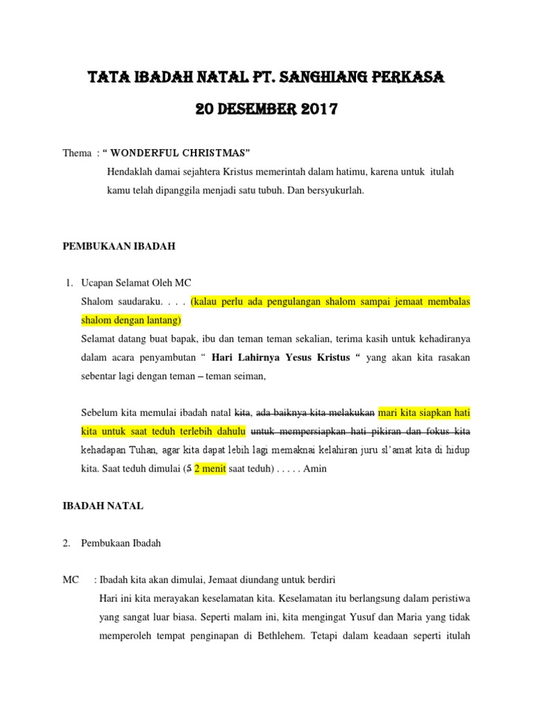 Susunan Acara Natal | PDF