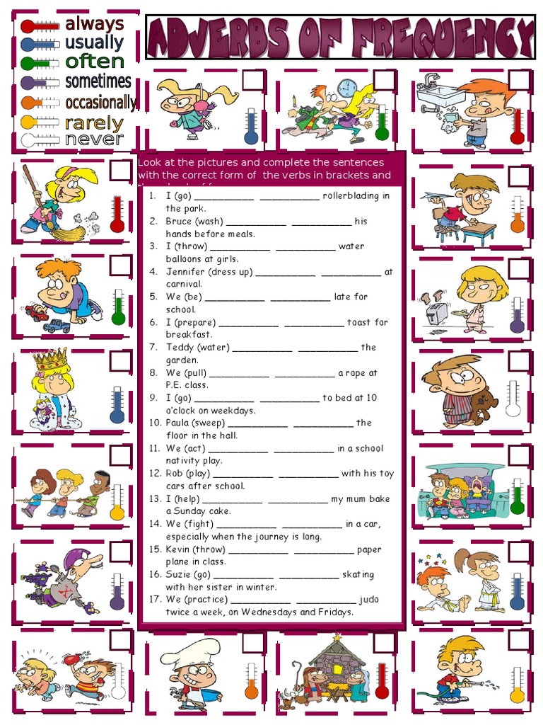 Adverbs of Frequency (B&W + KEY Included) | PDF | Languages | Language ...