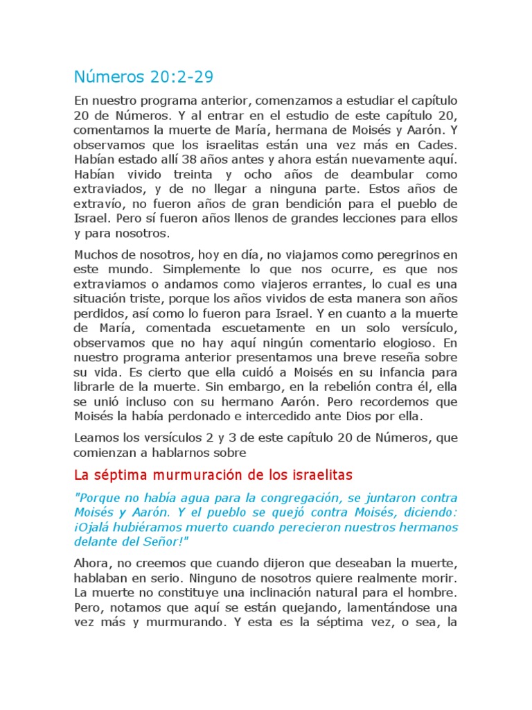 Números 20 | PDF | Moisés | Sacerdote