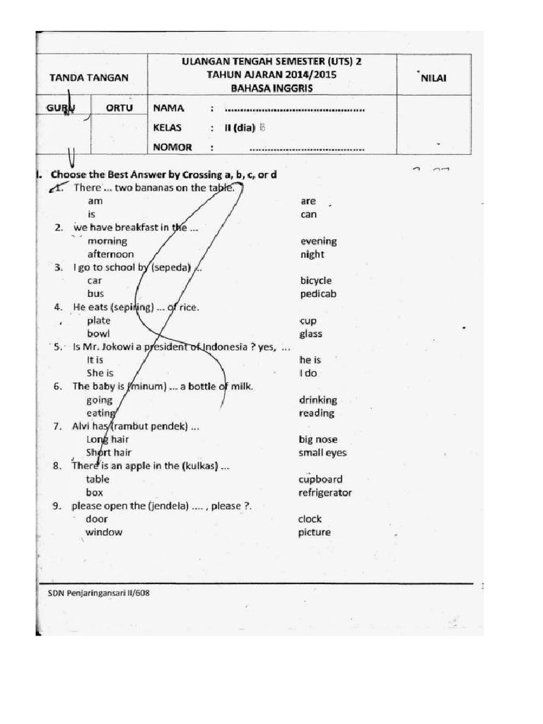 Soal Latihan B Inggris Kelas 2 Sd Pdf