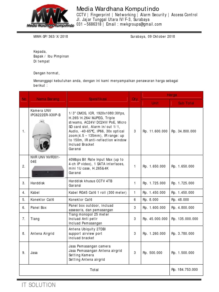 Proposal Penawaran CCTV | PDF