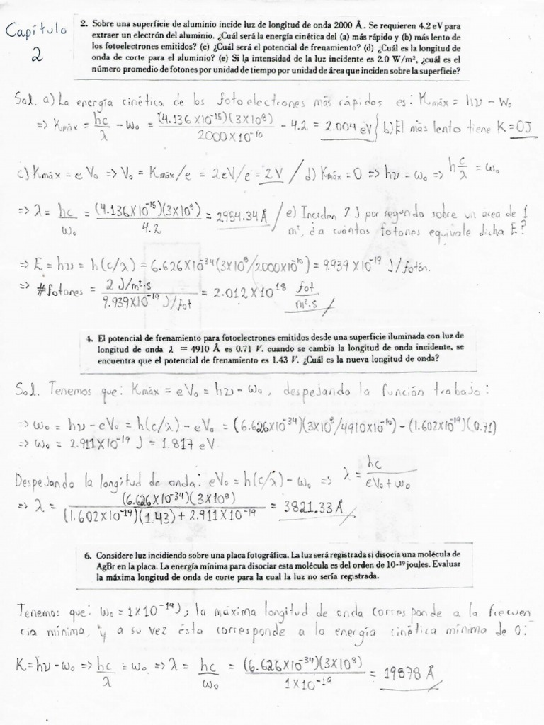 Quantum Physics-Eisberg, Resnick-CH2 (Some Exercises) | PDF