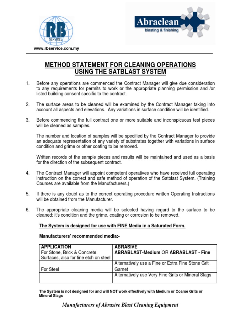 Method Statement SatBlast | PDF | Building Engineering | Materials