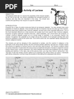 Optimal pH and Temperature for Lactase | PDF